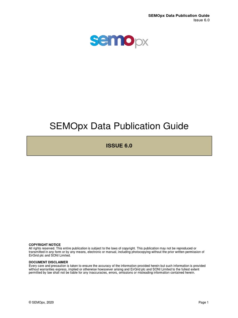 SEMOpx Data Publication Guide Issue 6.0 | PDF | Xml | Comma Separated Values