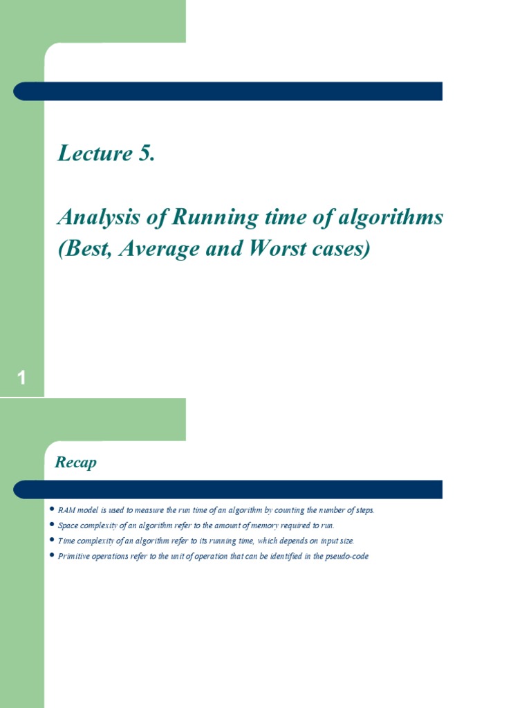 Analysis of Running Time of Algorithms (Best, Average and Worst Cases) | PDF | Time Complexity ...
