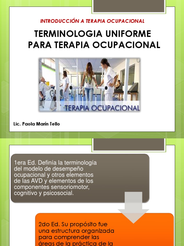 Introduccion A Terapia Ocupacional Termi | PDF | Terapia ocupacional ...