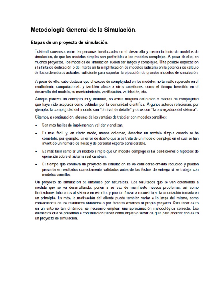 Metodología General de La Simulación | PDF