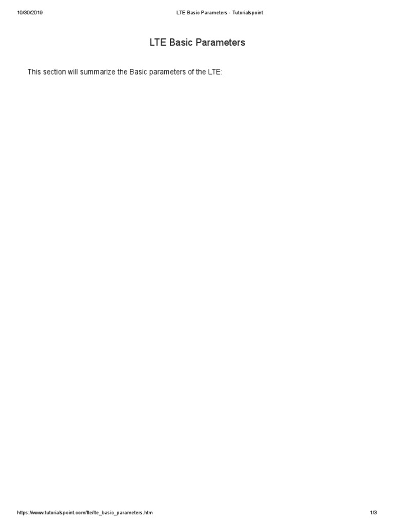 LTE Basic Parameters - Tutorialspoint | PDF | Computer Engineering | Wireless