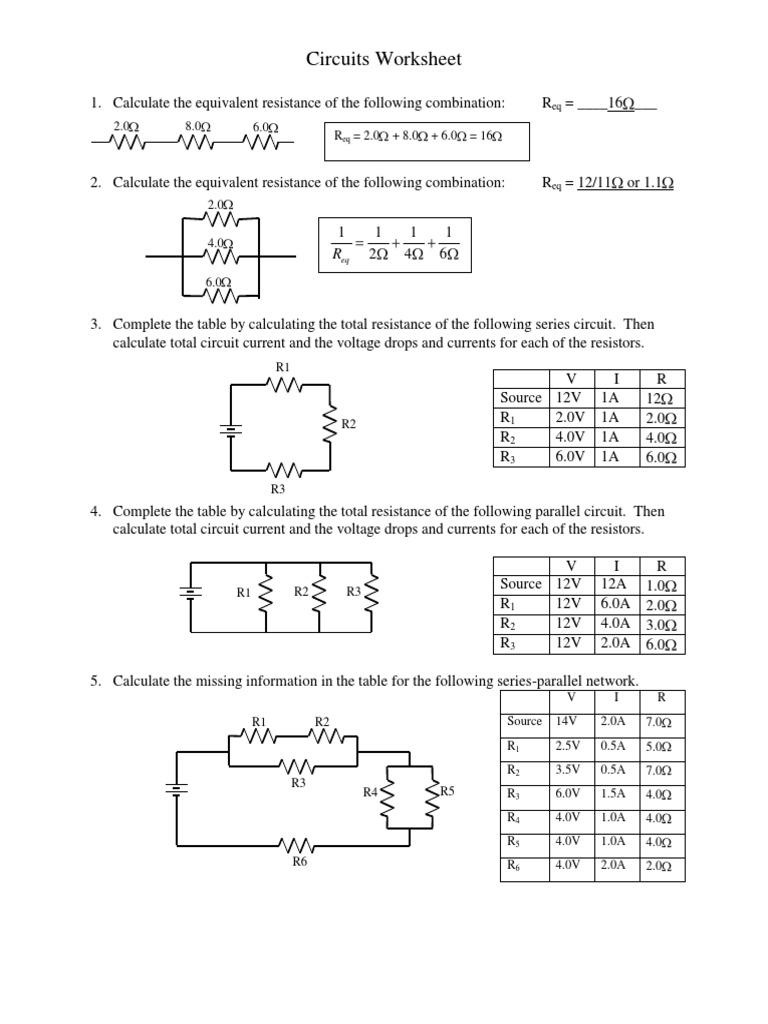 Calculating Resistance Worksheets