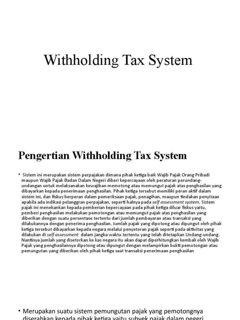 Withholding Tax System | PDF