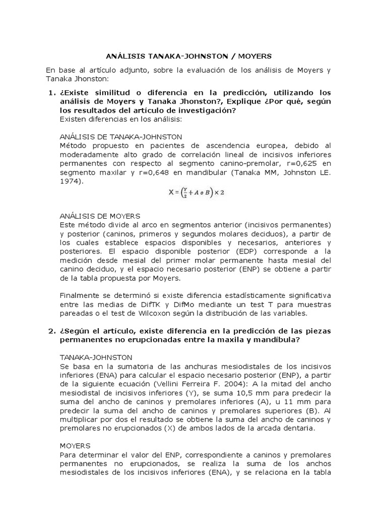 Análisis Tanaka-Johnston - Moyers | PDF | Enseñanza de matemática | Science