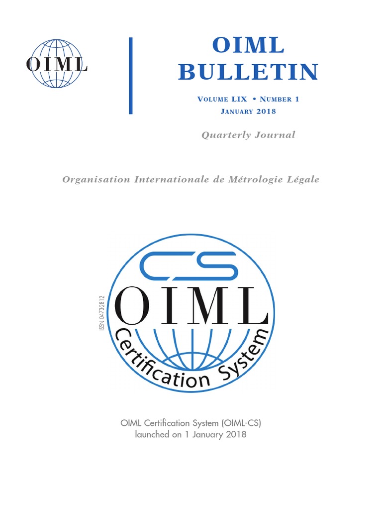 Oiml Bulletin Jan 2018 | PDF | Metrology | Measurement