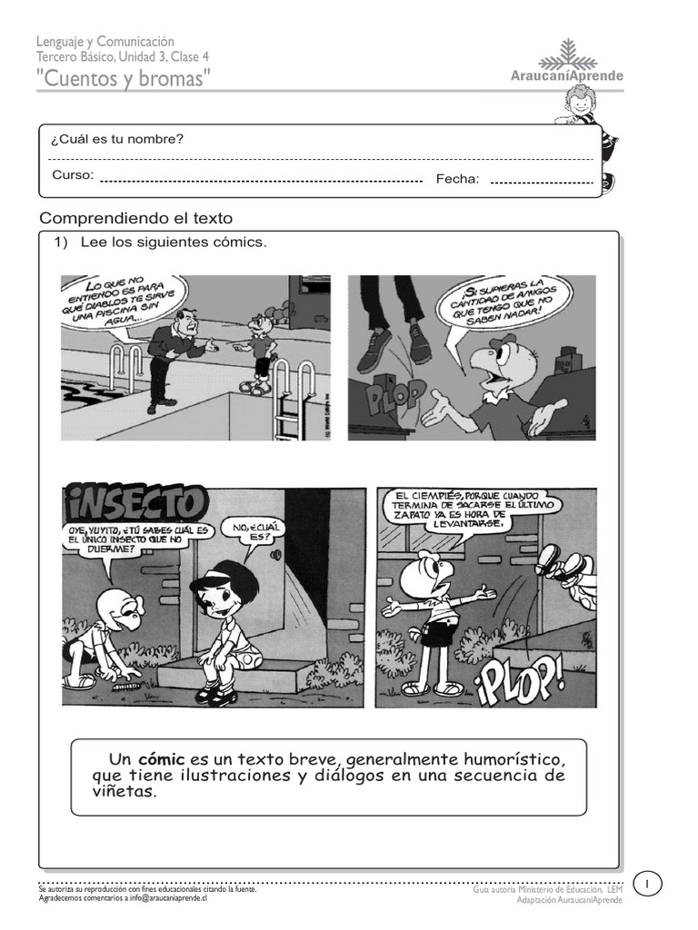 Cómic de Cuento Corto y Onomatopeyas | PDF | Cómics | Dibujos animados