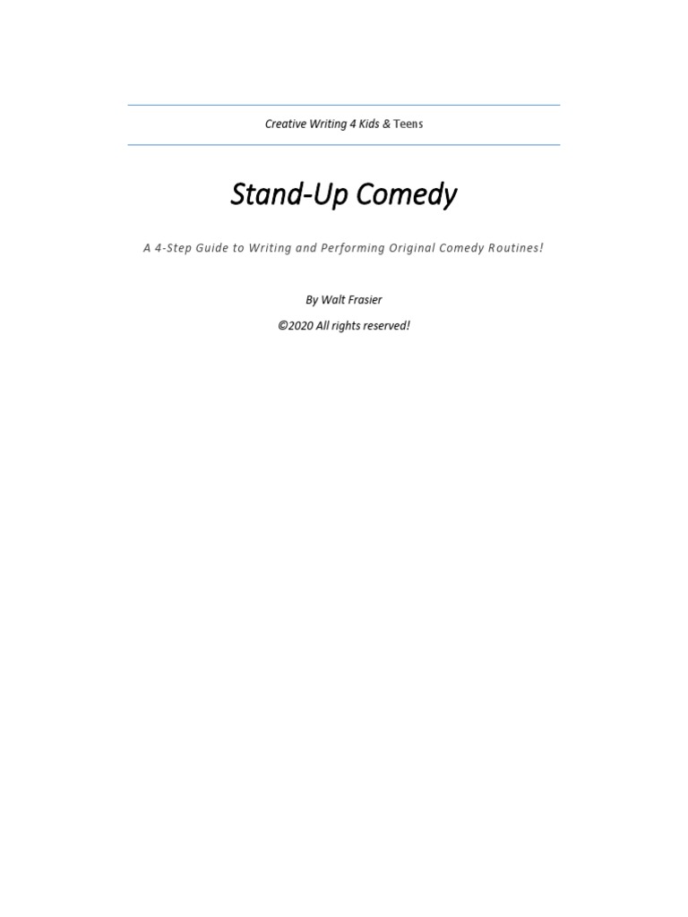 Stand-Up Comedy: A 4-Step Guide To Writing and Performing Original ...