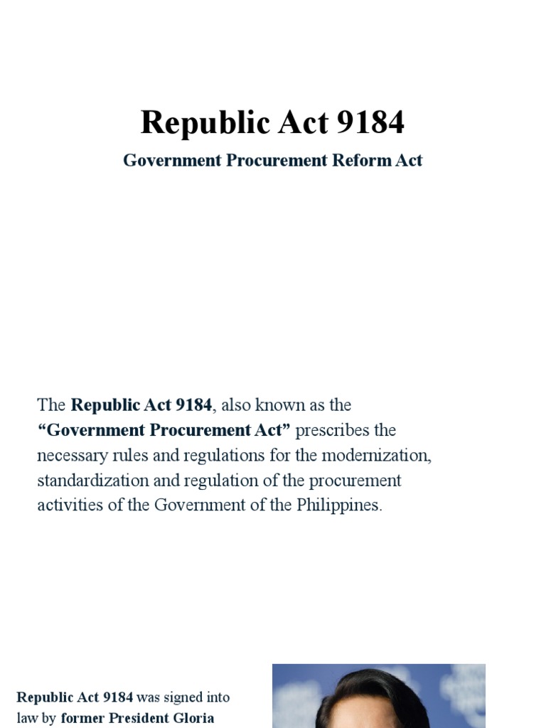 Republic Act 9184: Government Procurement Reform Act | PDF