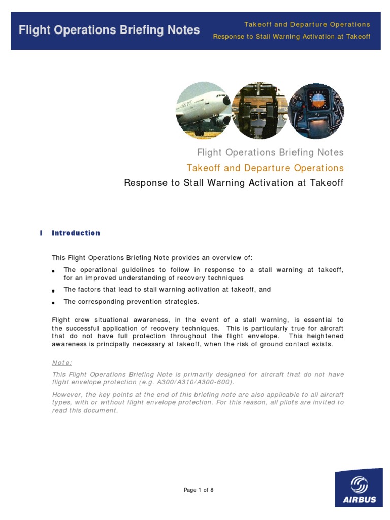 Flight Operations Briefing Notes: Response To Stall Warning Activation ...