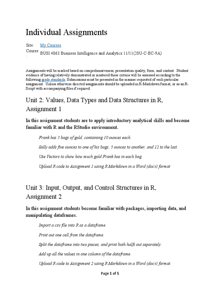Individual Assignments: Unit 2: Values, Data Types and Data Structures ...
