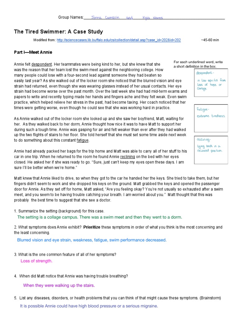 Tired Swimmer: A Case Study | PDF | Neuroscience | Physiology