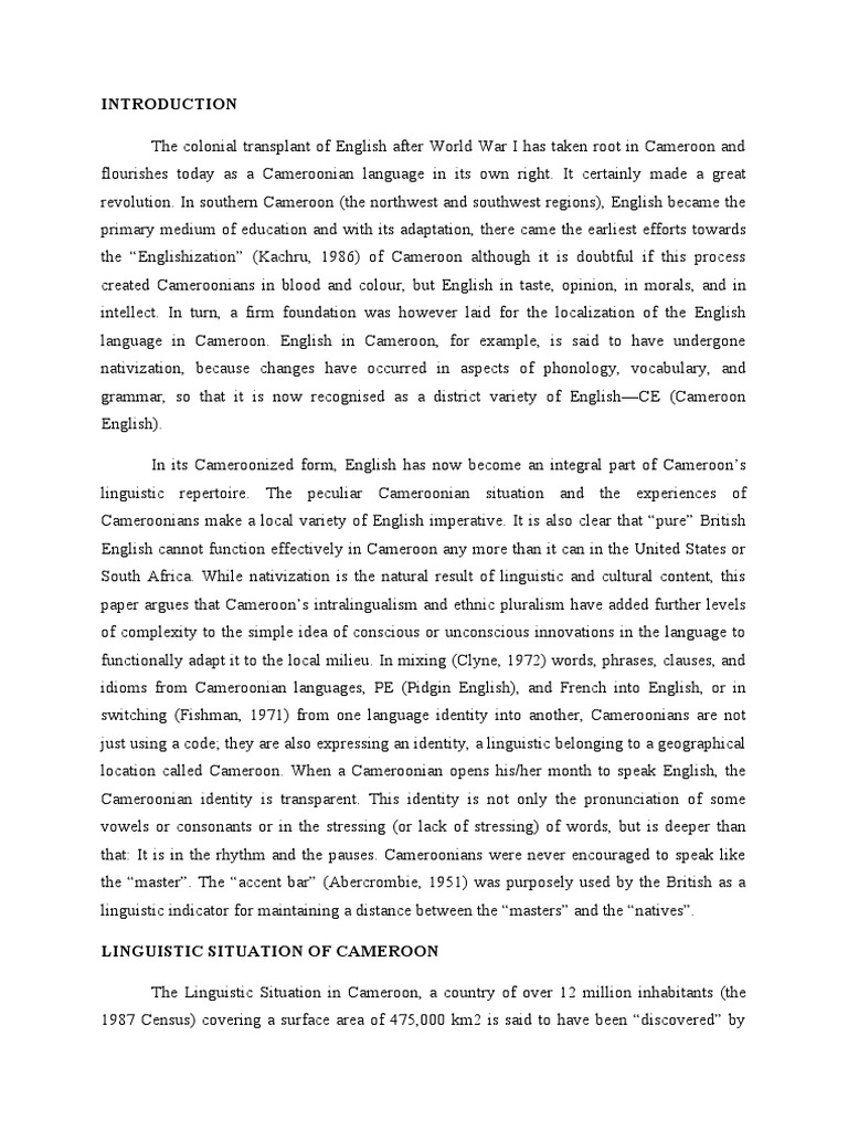 Cameroon English | PDF | English Language | Cameroon