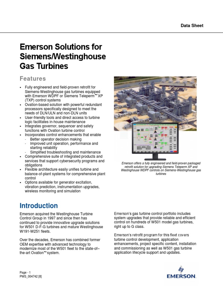 Product Data Sheet Ovation Siemens Westinghouse Gas Turbine Controls en ...