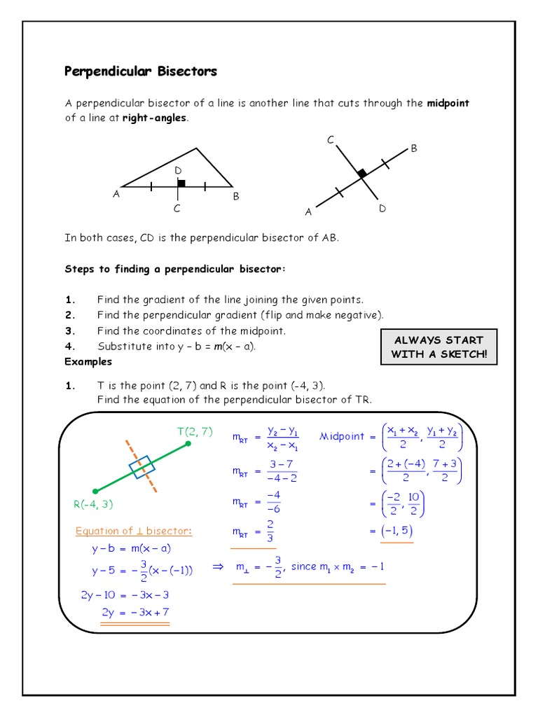Finding Perpendicular Bisectors in Triangles | PDF | Space | Triangle ...