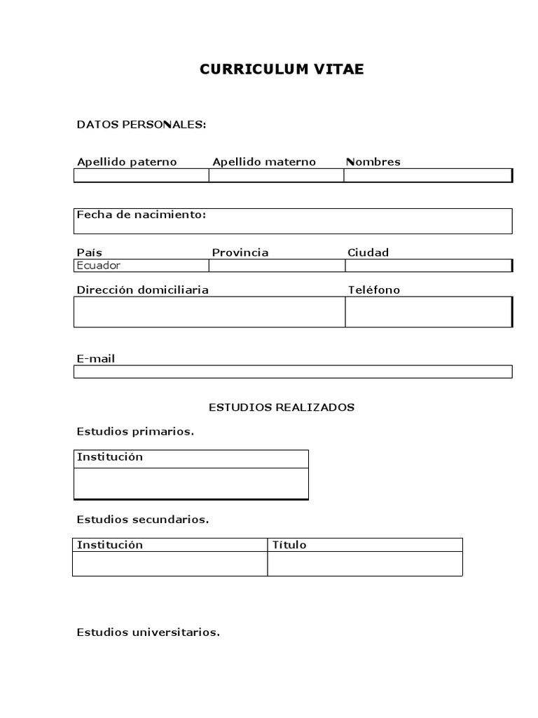 Curriculum Vitae Blanco | PDF