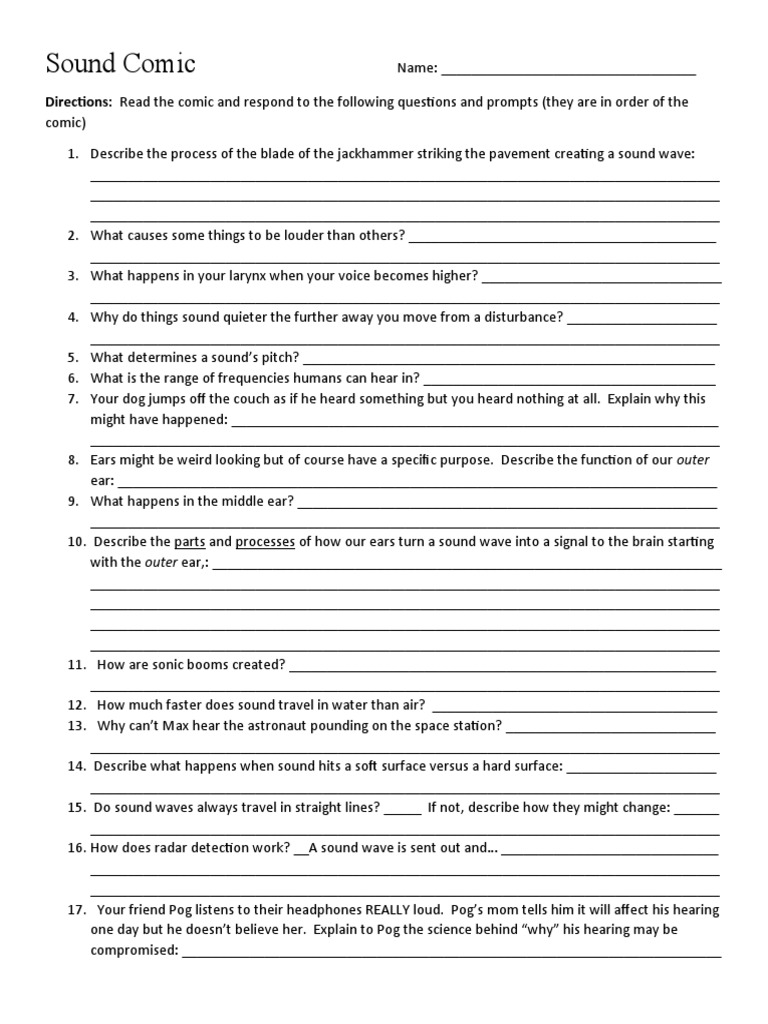 Sound Comic: Directions: Read The Comic and Respond To The Following ...