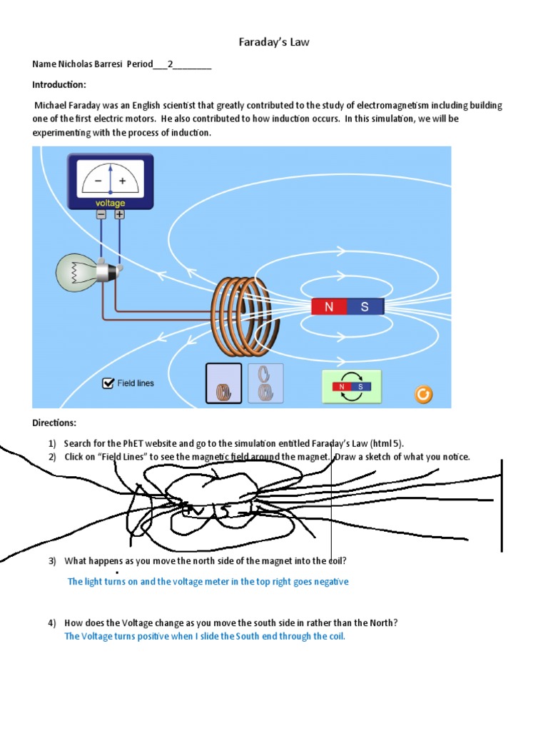 Faraday Phet Lab The Other Did Not Go in | PDF | Magnetic Field ...