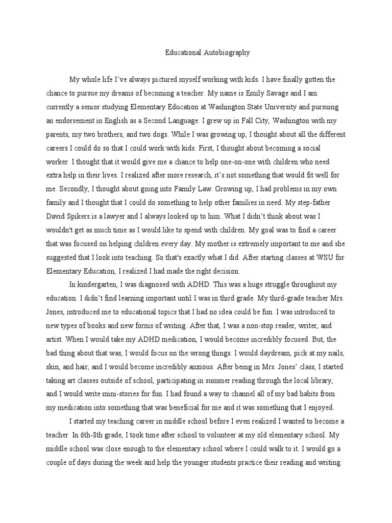 Educational Autobiography | PDF | Schools | Teachers
