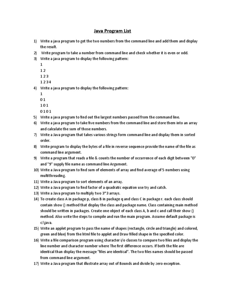 Java Practical List | PDF | Java (Programming Language) | Computer File Java Practical List | PDF | Java (Programming Language) | Computer File