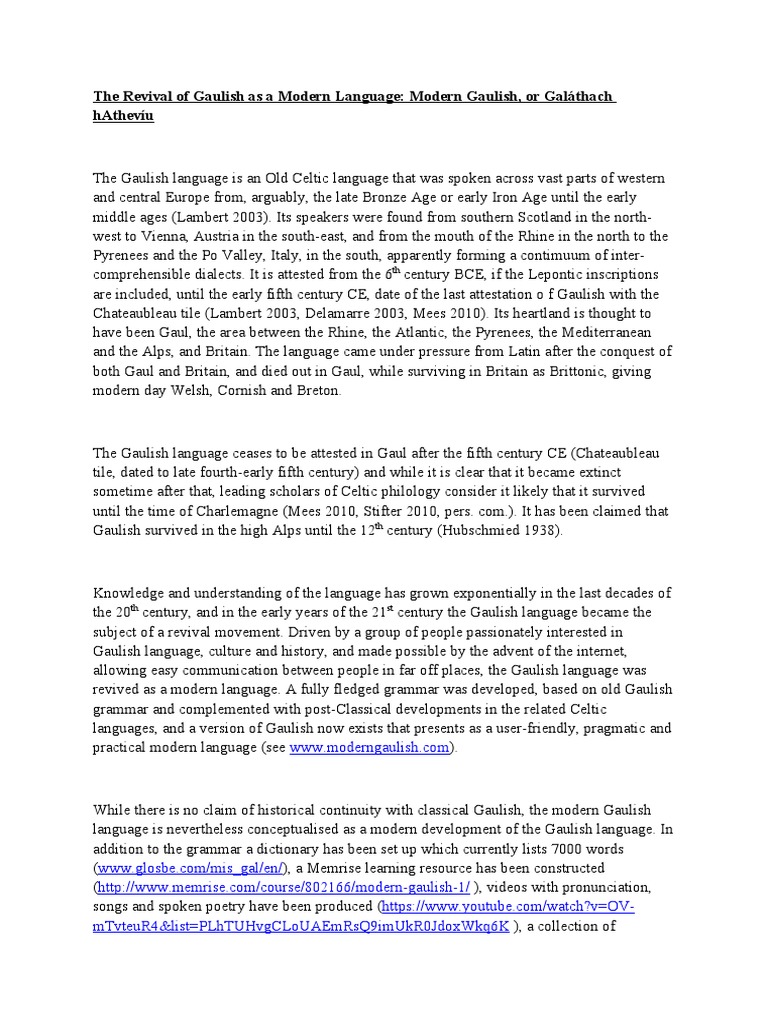 Modern Gaulish Language Revival | PDF | Linguistics | Language Families