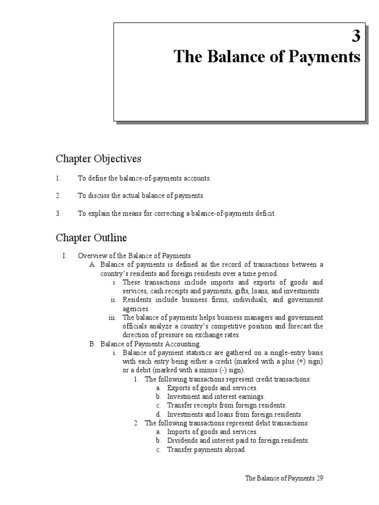 3 The Balance of Payments: Chapter Objectives | Download Free PDF | Balance Of Payments ...