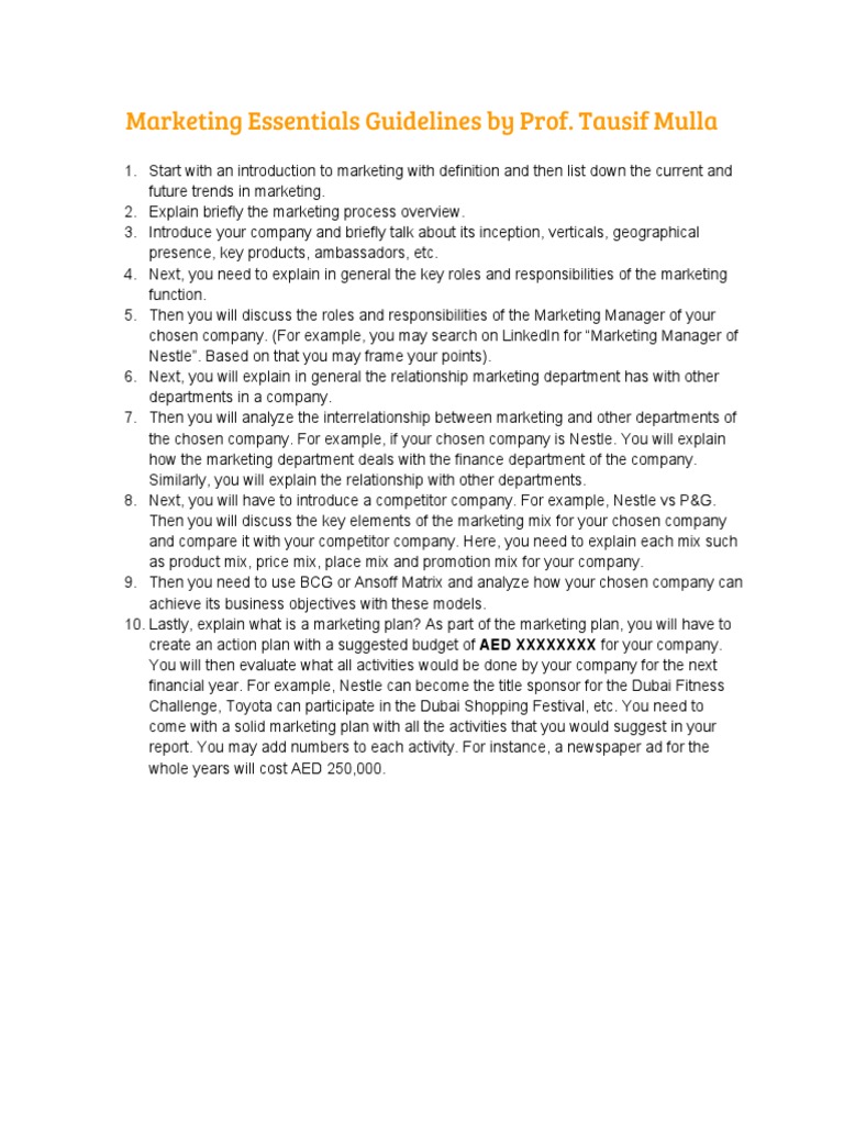 Marketing Essentials Guidelines | PDF
