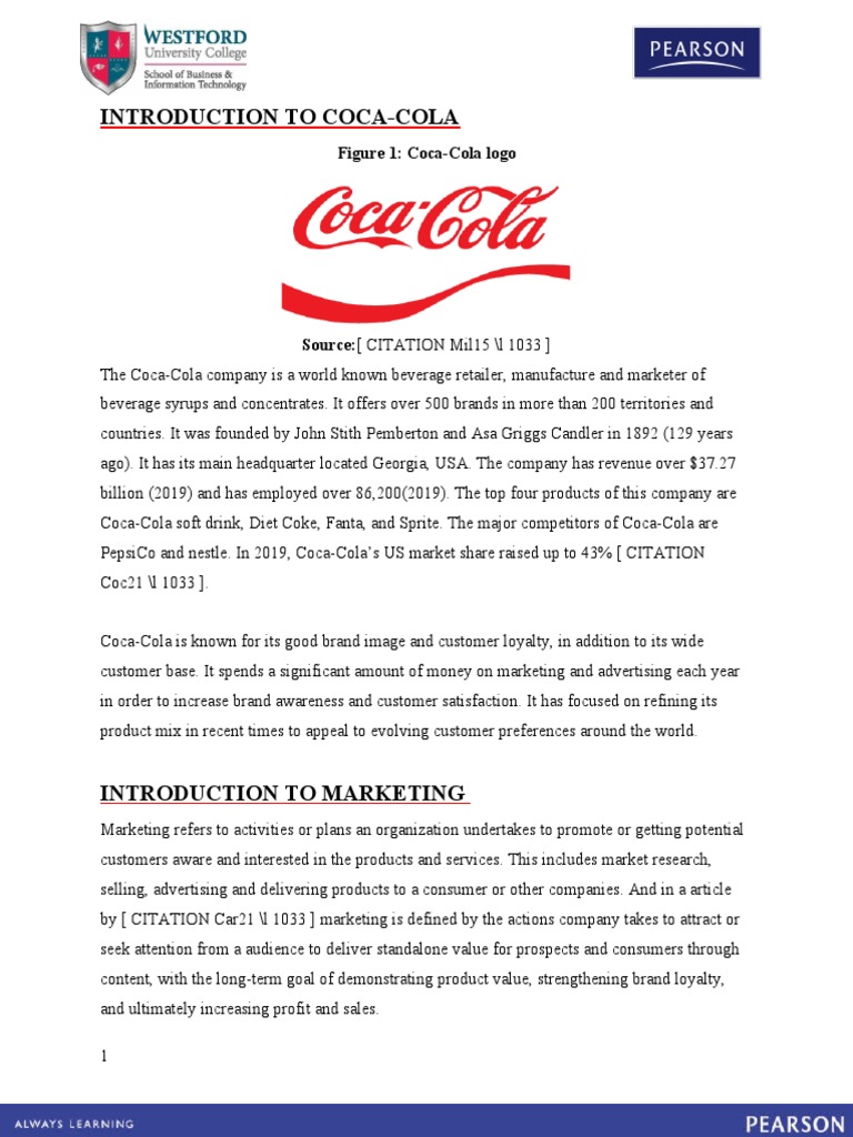 Introduction To Coca-Cola | PDF | Pepsi Co | Marketing