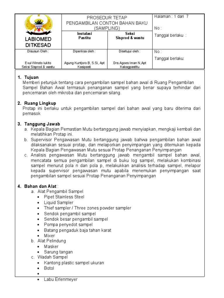 Prosedur Sampling Bahan Baku Farmasi | PDF