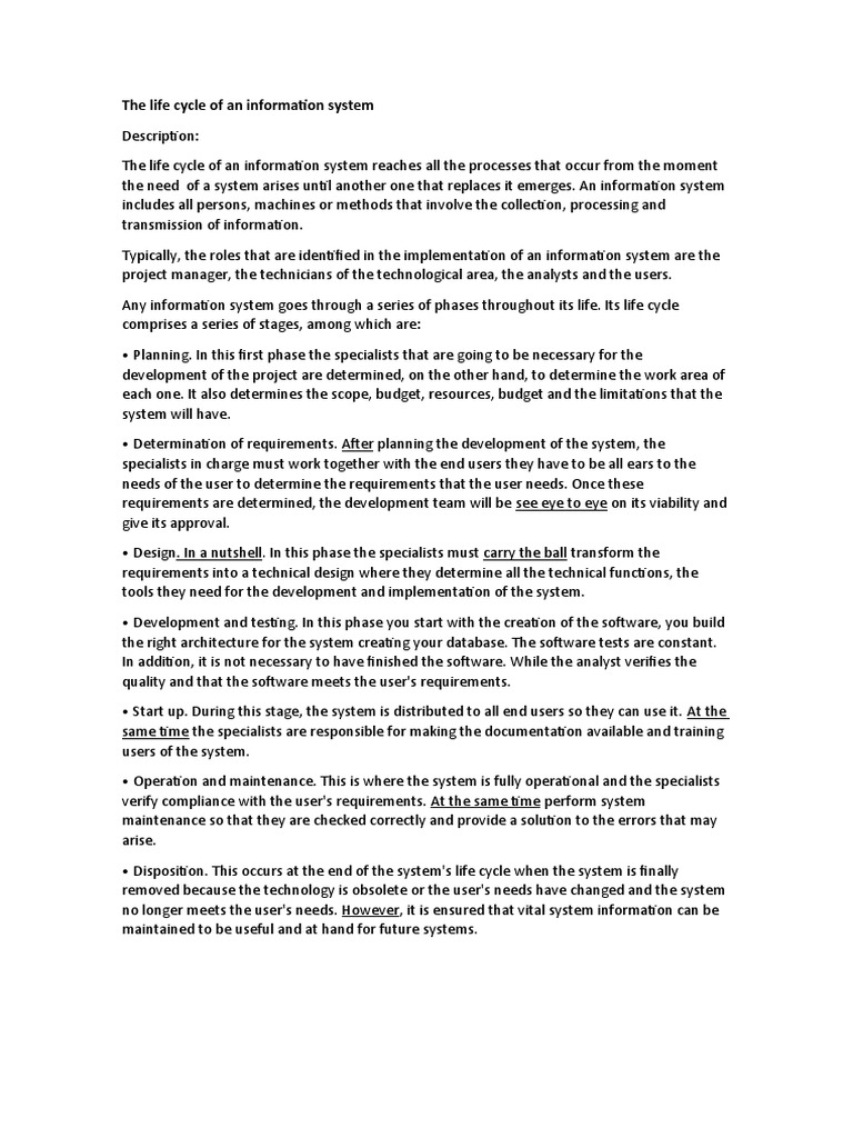 The Life Cycle of An Information System | PDF | Product Lifecycle ...