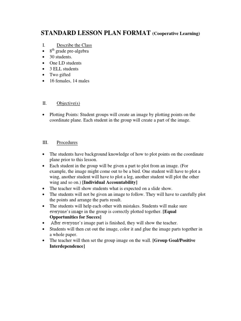 Cooperative Learning Lesson Plan | PDF | Lesson Plan | Educational ...