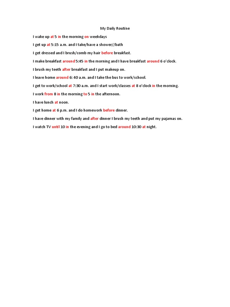 My Daily Routine Example | PDF