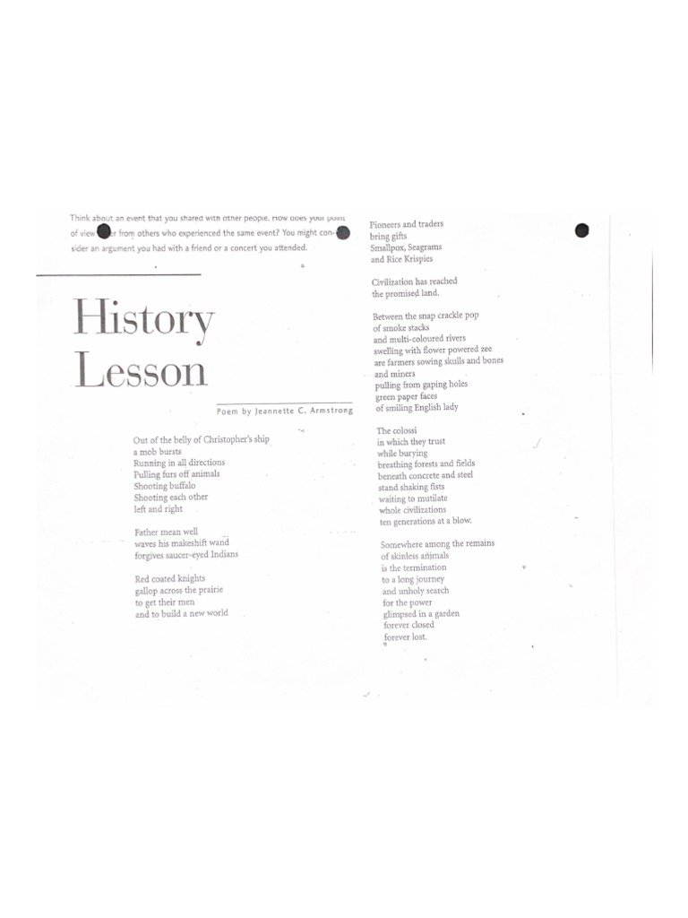 History Lesson Poem | PDF