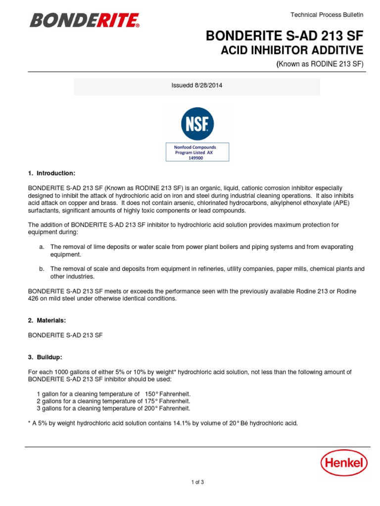 Bonderite S-Ad 213 SF (Known As Rodine 213 SF) - Rev 2014.08 | PDF ...