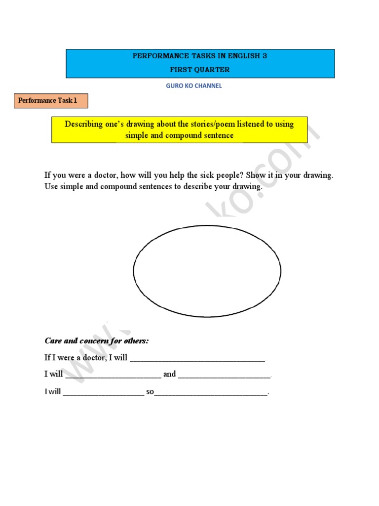 Care and Concern For Others:: Performance Tasks in English 3 First ...