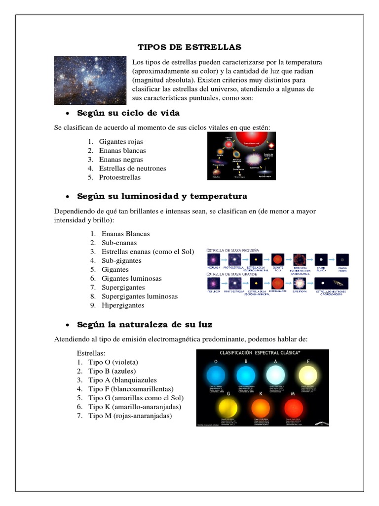 Clasificación de Estrellas y Tipos | PDF