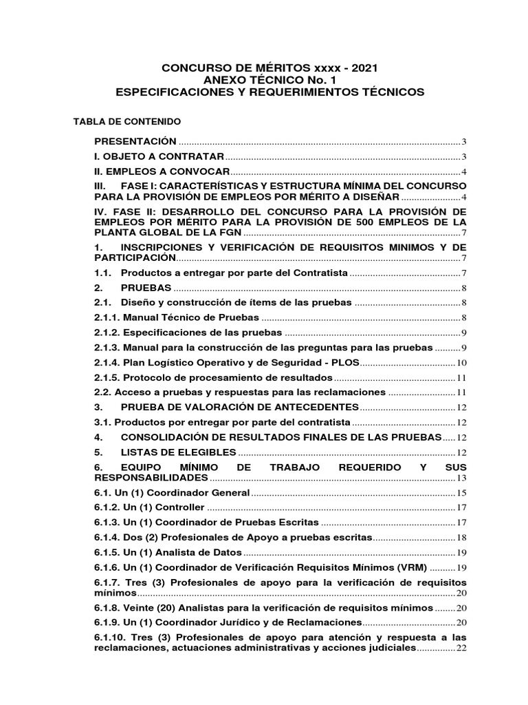 ANEXO TECNICO No 1 ESPECIFICACIONES Y REQUERIMIENTOS TÉCNICOS ... ANEXO TECNICO No 1 ESPECIFICACIONES Y REQUERIMIENTOS TÉCNICOS ...