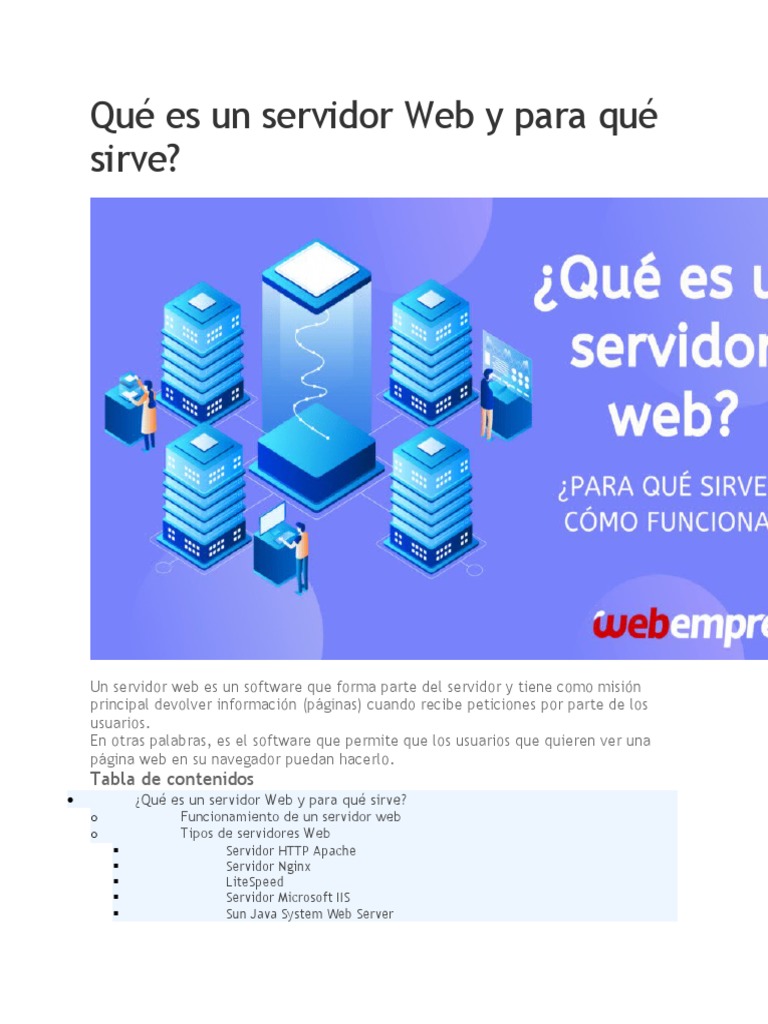 Qué Es Un Servidor Web y para Qué Sirve | PDF | Servidor web | Internet ...