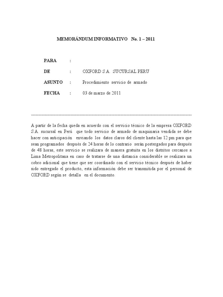 MEMORÁNDUM INFORMATIVO No 1-2011 | PDF