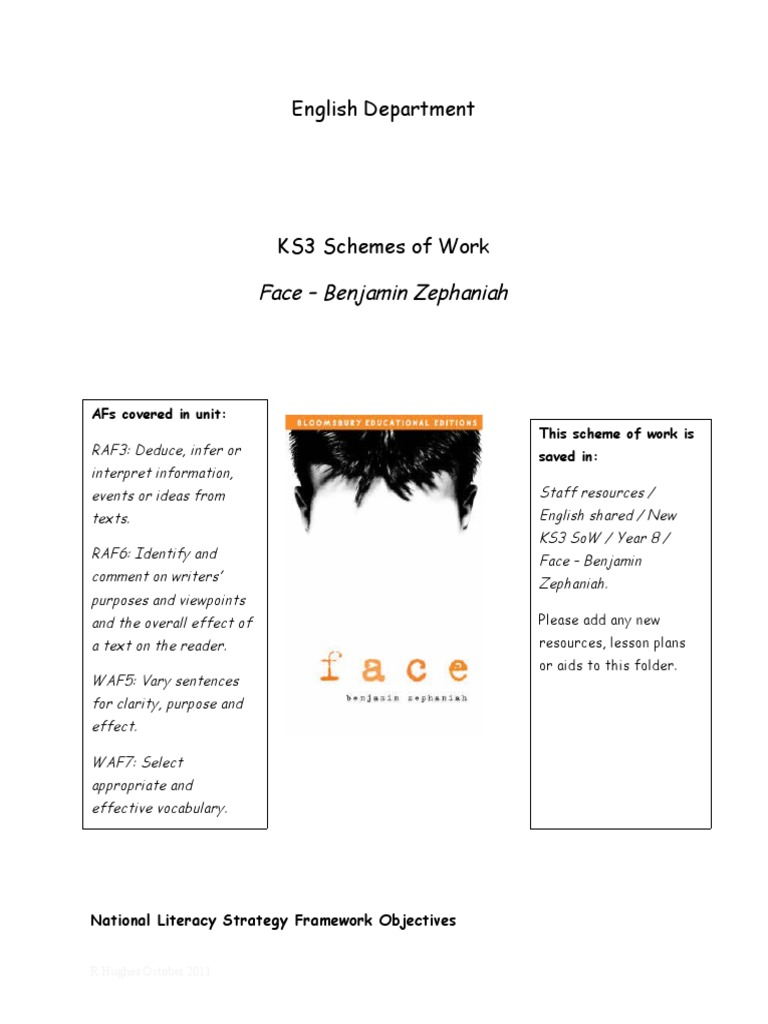 Benjamin Zephaniah Poetry Scheme Pdf Narration Goal