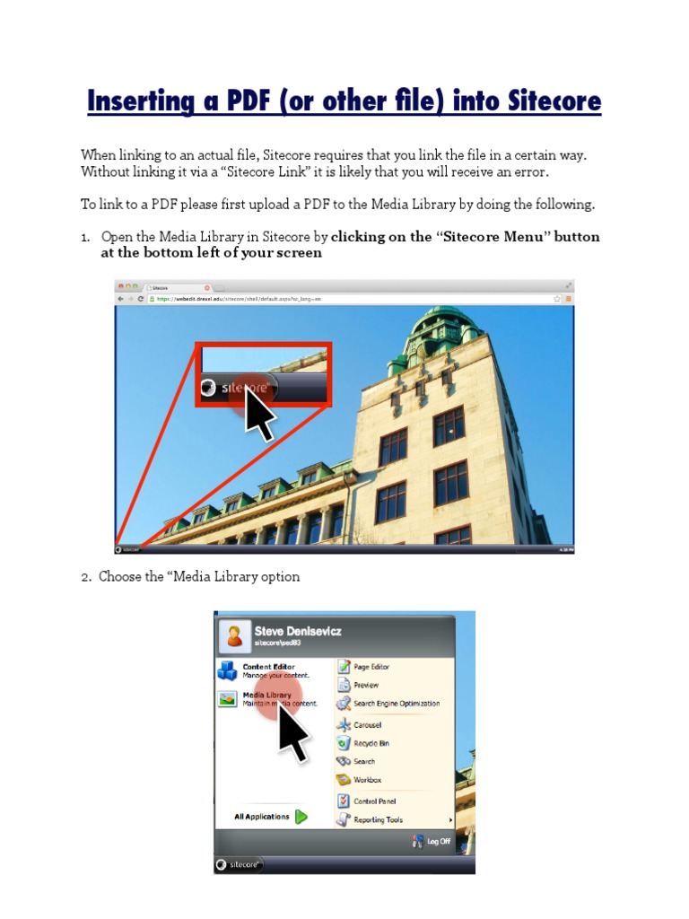 Inserting A Pdf Or Other File Into Sitecore At The Bottom Left Of Your Screen Pdf