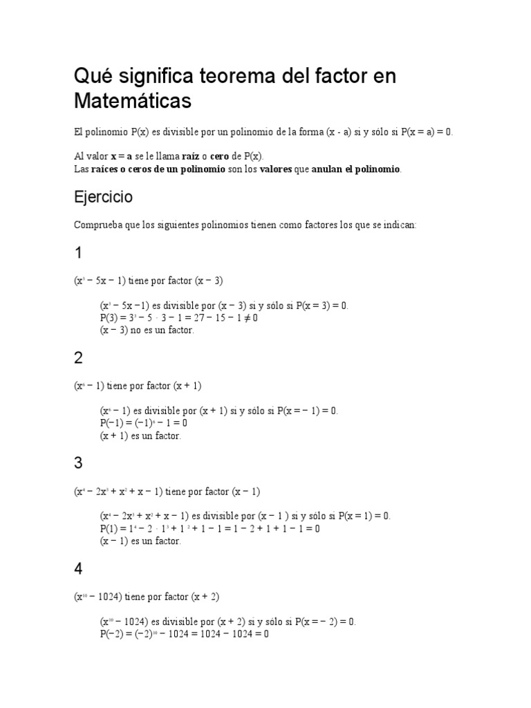 Teorema Del Factor | PDF