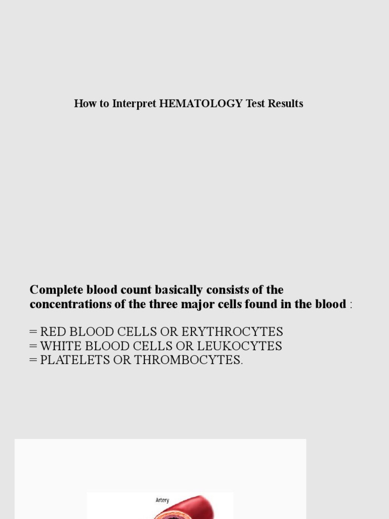 How To Interpret HEMATOLOGY Test Results | PDF | Anemia | Blood Cell