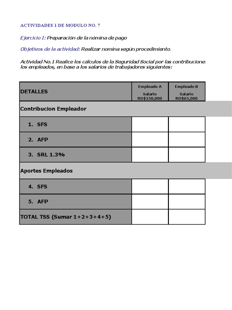 Actividad 1 Modulo 7 | PDF | Impuesto sobre la renta | Salario