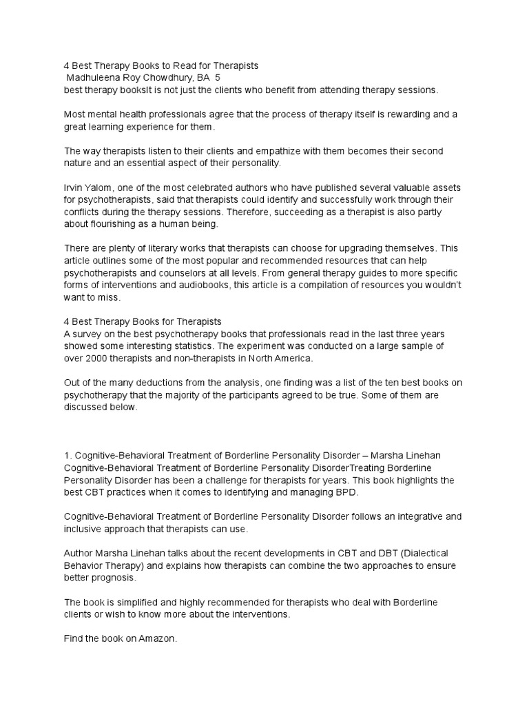 4 Best Therapy Books To Read For Therapists | PDF | Cognitive ...