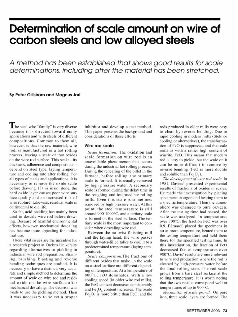 Determination of Scale Amount On Wire | PDF