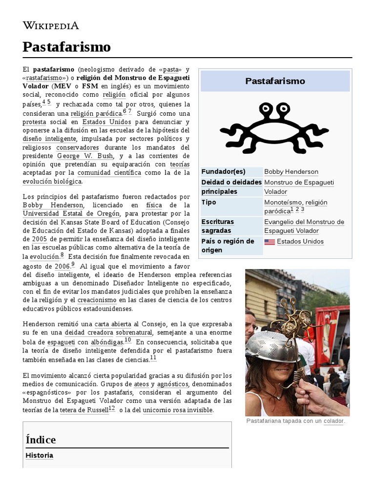 Pastafarismo | PDF | Religión y creencia | Educación religiosa