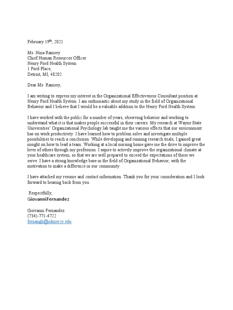 Final Cover Letter | PDF