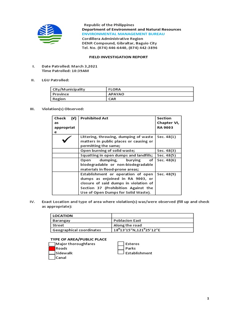Environmental Violation Field Report | PDF | Landfill | Municipal Solid ...