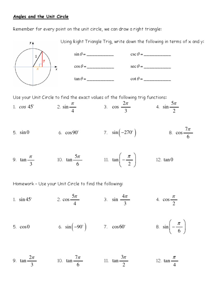 Unit-Circle Activity | PDF | Trigonometric Functions | Sine
