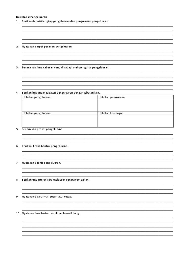 Kuiz Bab 2 Pengeluaran | PDF